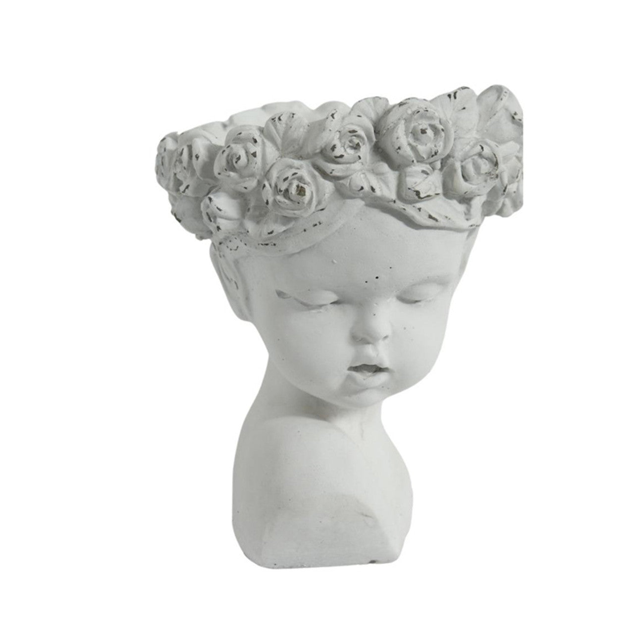 Large White Ceramic Face Planter with Flower Crown - Future Decor